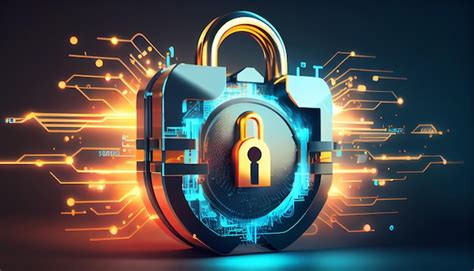 Premium Photo Cyber Security Concept Shield Digital Lock Generative Ai