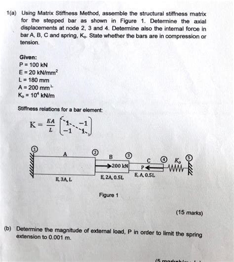 Solved 1 A Using Matrix Stiffness Method Assemble The Chegg Com
