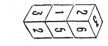 Три одинаковых кубики склеили вместе.на гранях каждого кубика написаны ...