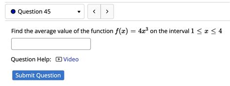 Solved Question 45 Find The Average Value Of The Chegg Com