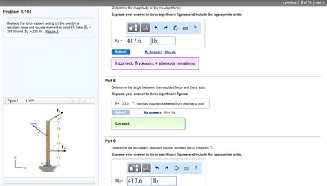 Solved Replace The Force System Acting On The Post By A