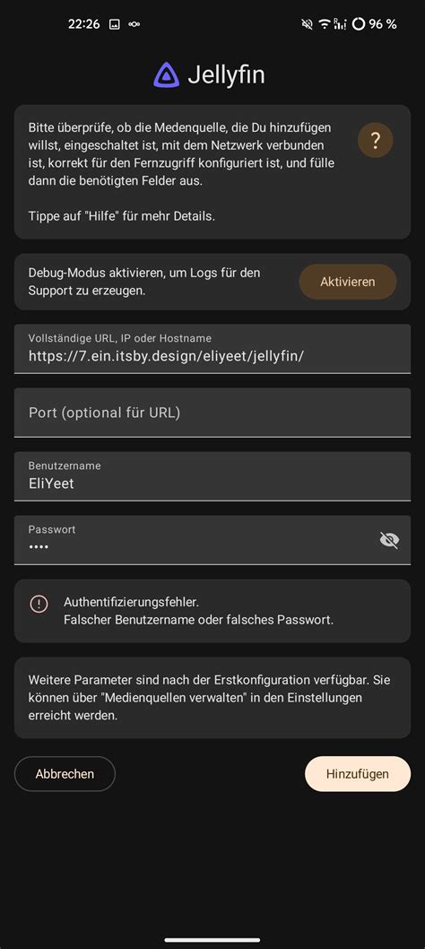 jellyfin auth error with correct info support symfonium support