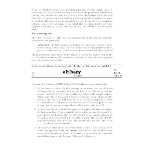 Eco 309 The Assumptions Of Classical Linear Regression Model Clrm
