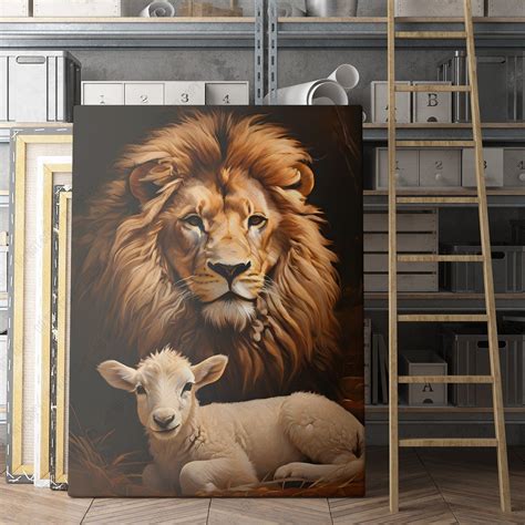 The Lion And The Lamb Jesus Christ Canvas Wall Art Prints Realistic
