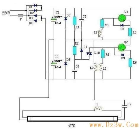 36w电子镇流器电路图 40w电子镇流器电路图 电子镇流器实物接线图 大山谷图库