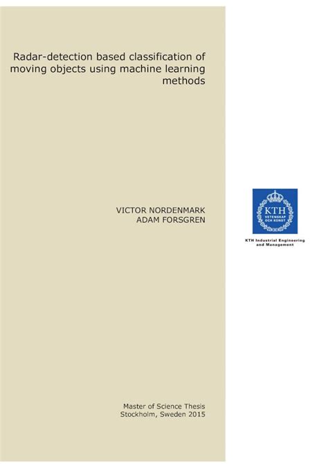 pdf radar detection based classification of moving objects kth