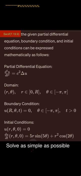 Solved Partial Differential Equations For The Following