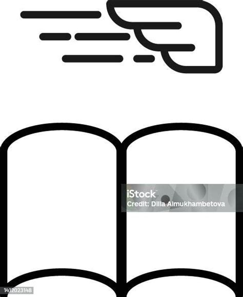 책 소설 및 독서 개념 현대적인 평면 스타일로 그려진 벡터 기호 광고 웹 사이트 인터넷 상점 등에 적합한 고품질 픽토그램 책 위로 움직이는 날개의 선 아이콘 0명에 대한