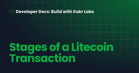Stages Of A Litecoin Transaction Developer Docs Build With Kakr Labs