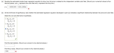 Solved A Develop The Estimated Simple Linear Regression Chegg Com