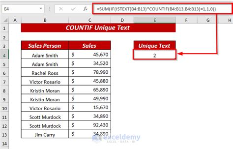 How To Use Countif For Unique Text 8 Easiest Ways Exceldemy
