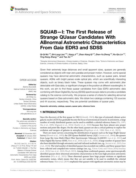 Pdf Squab—i The First Release Of Strange Quasar Candidates With Abnormal Astrometric