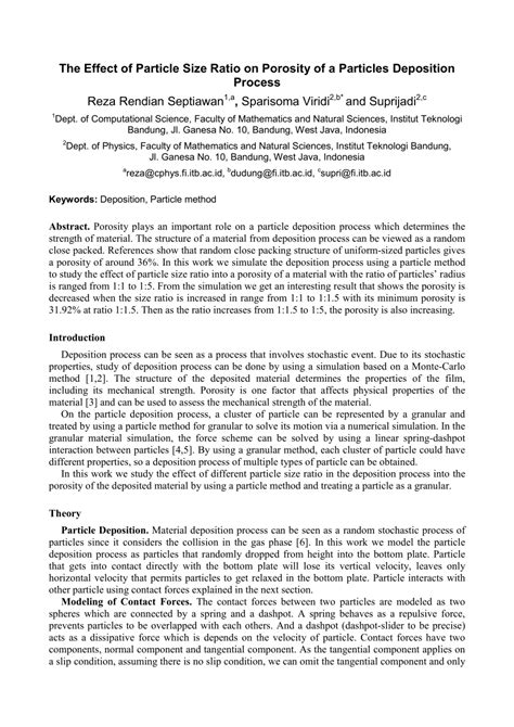 Pdf The Effect Of Particle Size Ratio On Porosity Of A Particles
