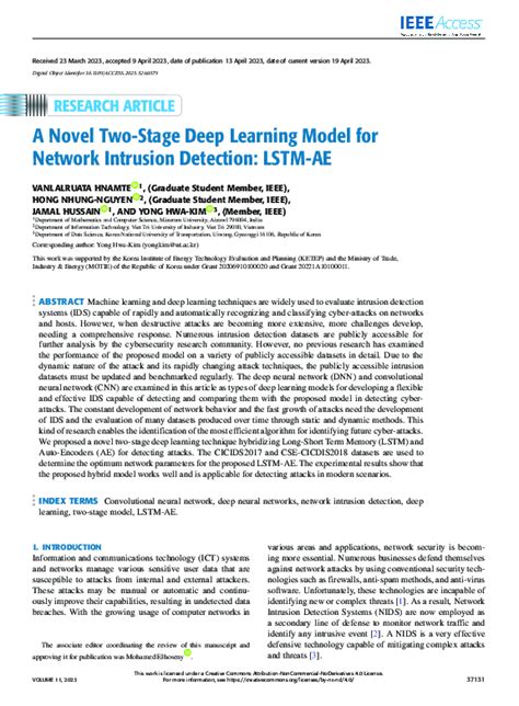 Pdf Two Stage Lstm Ae Deep Learning For Network Intrusion Detection