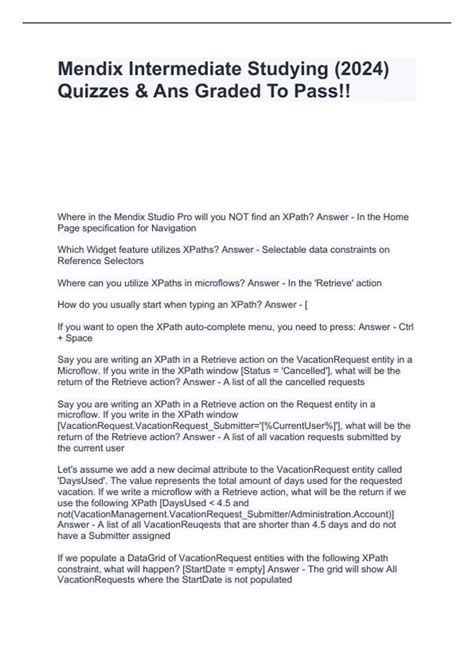 Mendix Intermediate Studying 2024 Quizzes And Ans Graded To Pass