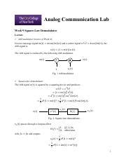 Week 9 Square Law Demodulator Pdf Analog Communication Lab Week 9 Square Law Demodulator