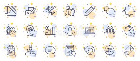 Outline Set Of Headshot Chat And Stress Line Icons For Web App