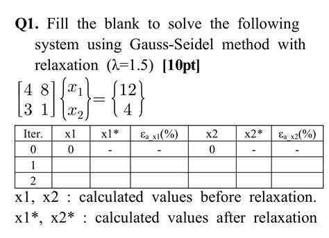Solved Q1 ﻿fill The Blank To Solve The Following System