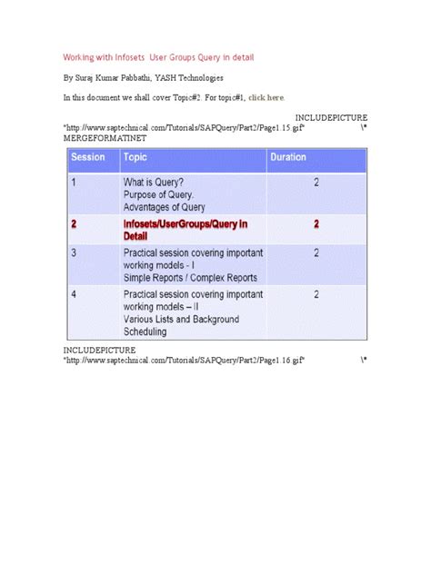 working with infosets user groups query in detail pdf information