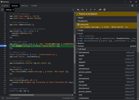 how to debug node js code using multiple tools