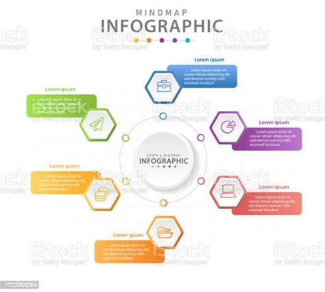인포 그래픽 템플릿 6 육각형과 단계 현대 마인드 맵 다이어그램 개념에 대한 스톡 벡터 아트 및 기타 이미지 개념 계획 그래프 Istock
