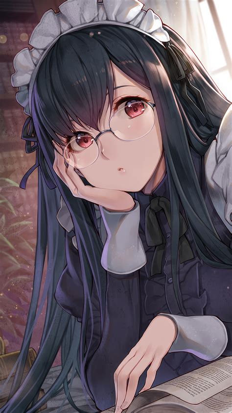 Anime Girl Maid Glasses K I Wallpaper Iphone Phone