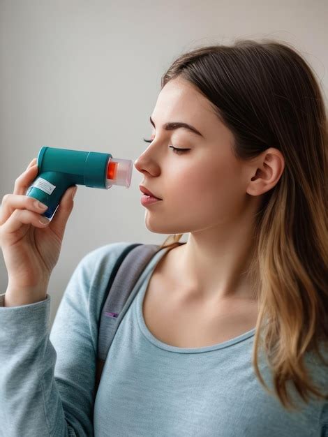 Premium Photo Woman With Asthma Inhaler
