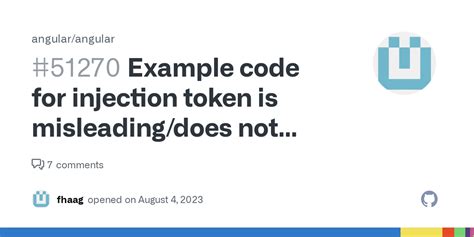 Example Code For Injection Token Is Misleadingdoes Not Work This Way · Issue 51270 · Angular