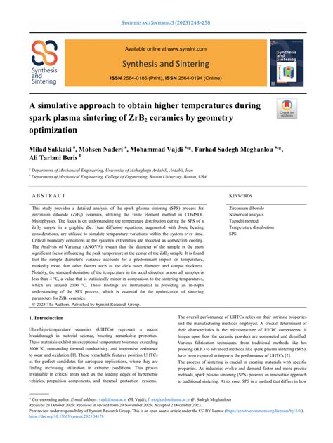 Pdf A Simulative Approach To Obtain Higher Temperatures During Spark Plasma Sintering Of Zrb2
