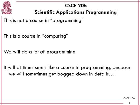 Ppt Csce 206 Scientific Applications Programming Powerpoint Presentation Id3533116