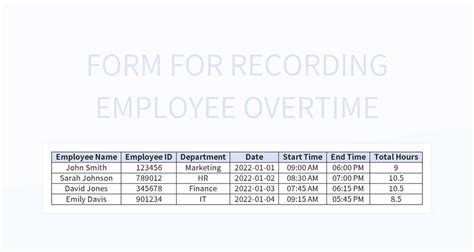Free Employee Overtime Form Templates For Google Sheets And Microsoft Excel Slidesdocs