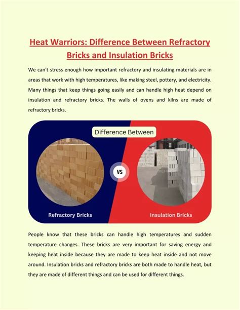 Ppt Heat Warriors Difference Between Refractory Bricks And Insulation Bricks Powerpoint