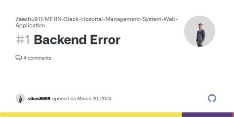 Backend Error · Issue 1 · Zeeshu911mern Stack Hospital Management