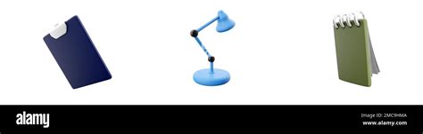 3d Render Folder Light Bulb Notebook Icon Set On White Background 3d Rendering Folder Light