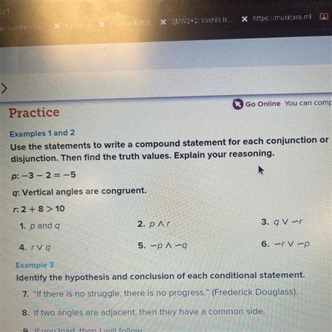 [free] Please Help 1 6 Use The Statements To Write A Compound Statement For Each Conjunction