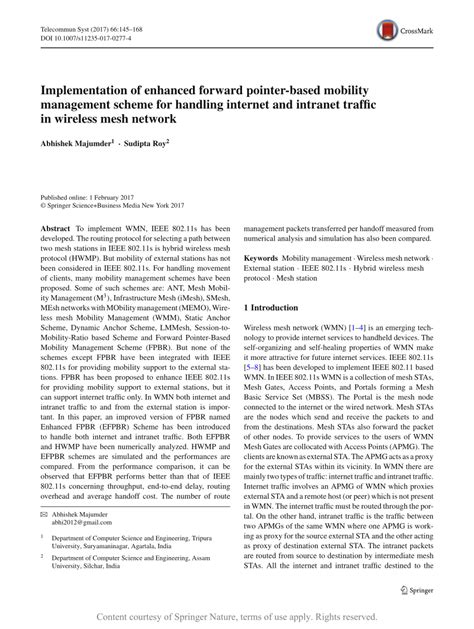 Implementation Of Enhanced Forward Pointer Based Mobility Management