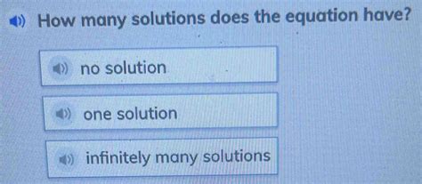 Solved How Many Solutions Does The Equation Have No Solution One