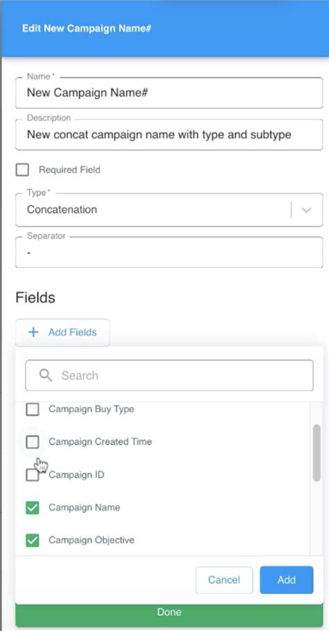Field Sets Concatenation Claravine Support