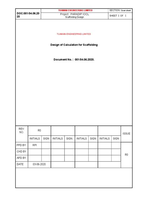 Design Calculation Scaffolding 03 06 2020 Pdf Economic Sectors