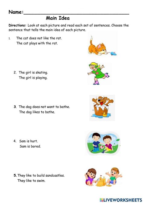 Main Idea Worksheet For 1 Main Idea Worksheet Topic Worksheets Main Idea