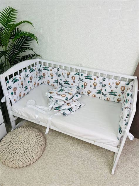 ᐉ Захист для бортиків на 4 сторони з 12 подушок для дитячого ліжечка 120x60x30 см 033 • Краща