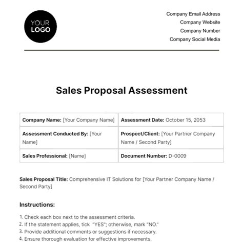 Sales Proposal Assessment Template Edit Online And Download Example