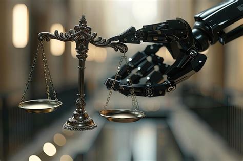 Ai Robot Hand Holding Balanced Scale Of Justice Future Of Law Premium Ai Generated Image