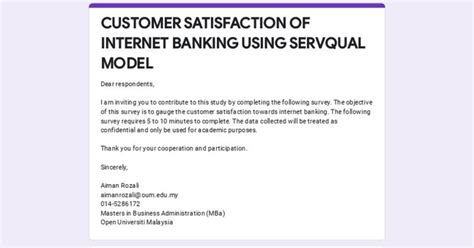Wan Mohamad Aiman Rozali On Linkedin Customer Satisfaction Of Internet Banking Using Servqual Model