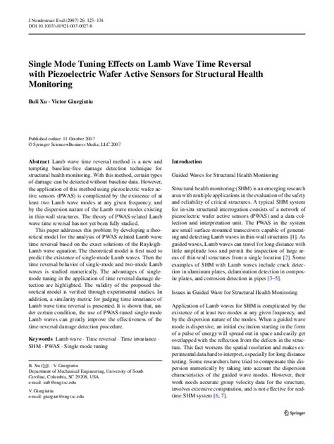 pdf single mode tuning effects on lamb wave time reversal with piezoelectric wafer active