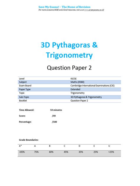 64 2 3d pythagoras trigonometry cie igcse maths 0580 ext theory qp