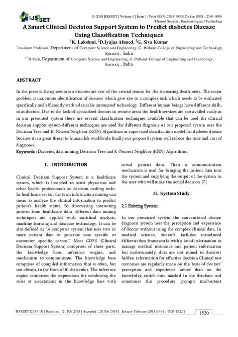 Pdf A Smart Clinical Decision Support System To Predict Diabetes