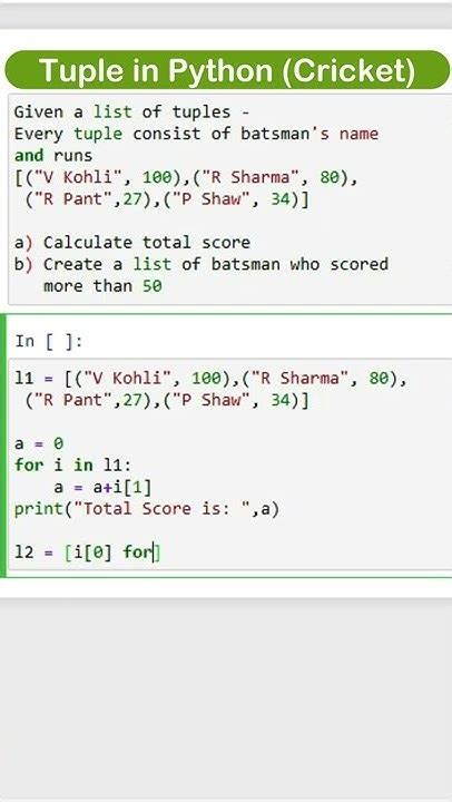 Cricket Score Tuple In Python Tuple In Python Tuple Is Immutable