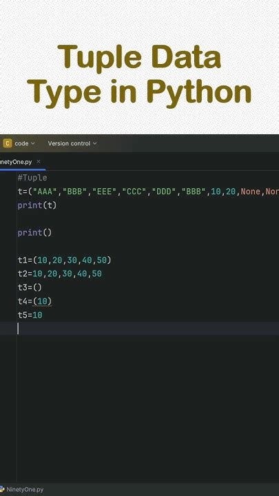 Tuple Data Type In Python Coding Python Youtubeshorts Youtube Youtuber Shorts Shortvideo