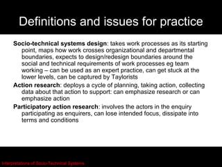 Interpretations Of Socio Technical Systems Two Stories And The Narrative Of An Organisation PPT